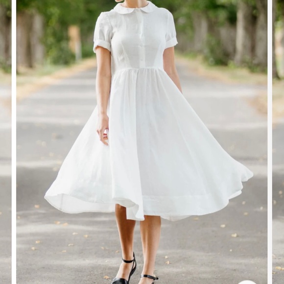 Son de Flor | Dresses | White Linen Mini Classic Son De Flor Dress ...
